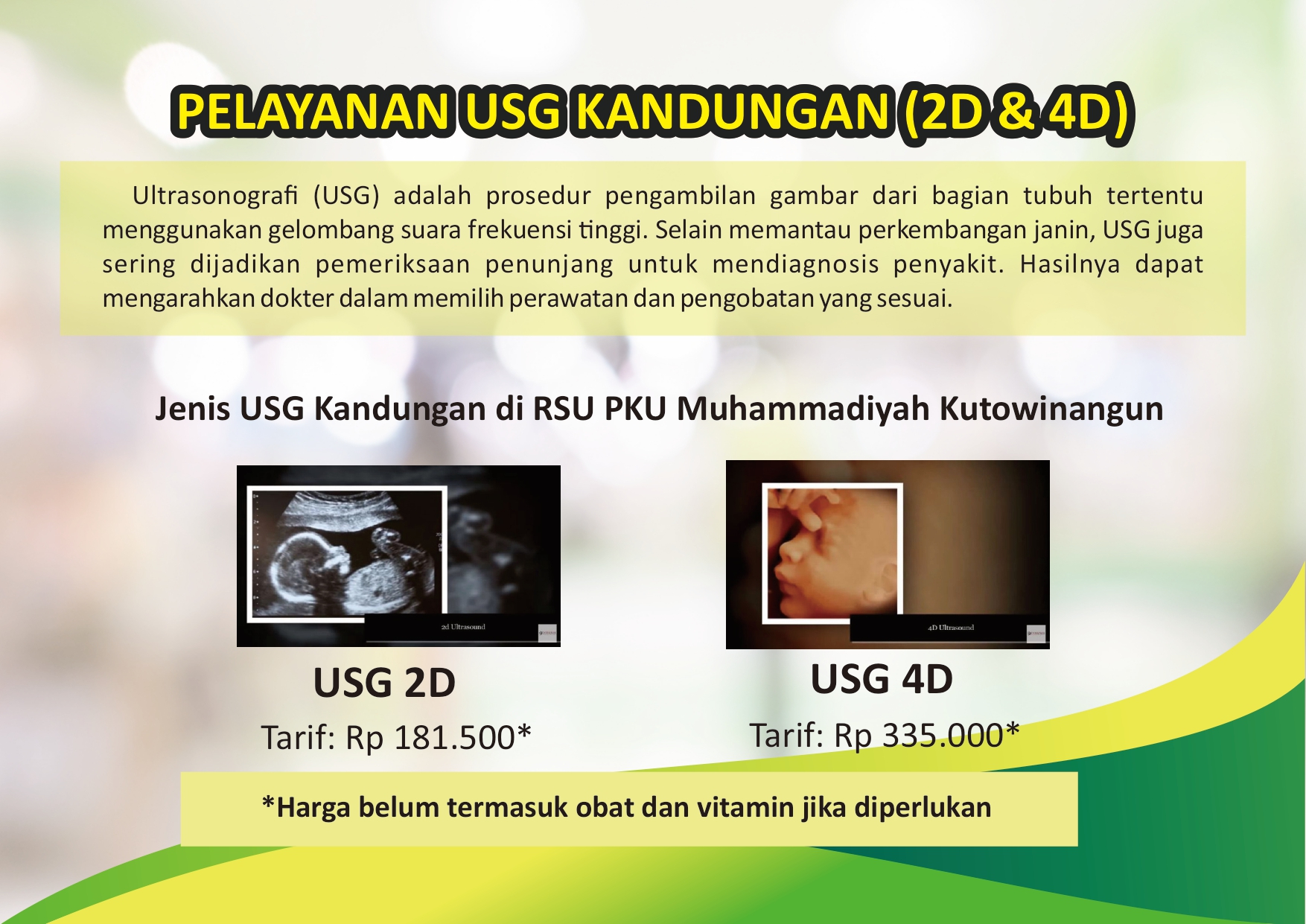 Pelayanan USG Kandungan (2D & 4D) - RSU PKU Muhammadiyah Kutowinangun
