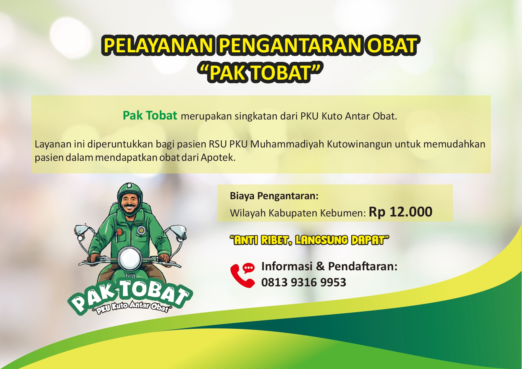 Pengantaran Obat "Pak Tobat" - RSU PKU Muhammadiyah Kutowinangun
